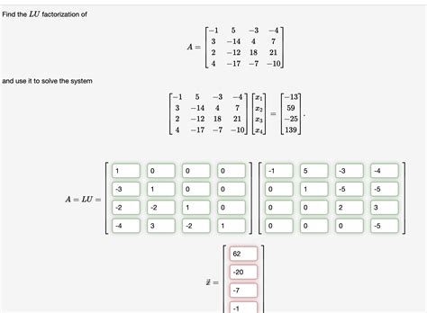 Solved Find The Lu Factorization Of