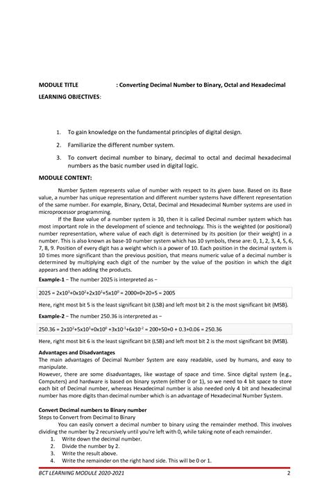 Solution Converting Decimal Number To Binary Octal And Hexadecimal