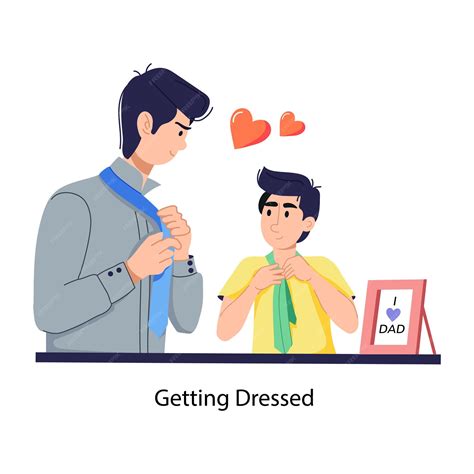 Premium Vector A Flat Illustration Depicting Father And Son Getting