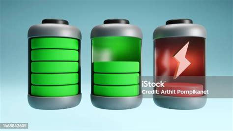 방전 및 다양한 수준의 에너지 배터리 인포그래픽이 검은색 배경에 설정 3d 렌더링 맹공에 대한 스톡 사진 및 기타 이미지 맹공 휴대용 통신 기기 배터리 전원 Istock