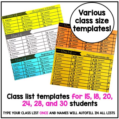 Editable Class Lists Editable Checklists Etsy