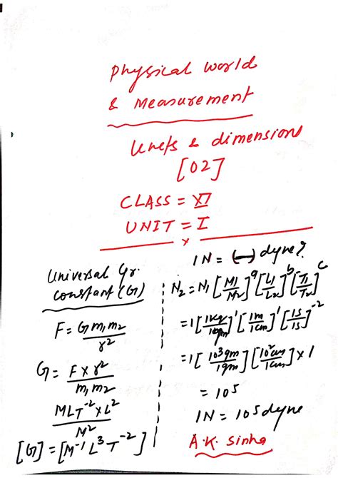 SOLUTION Unit And Dimensions Physics Class Th Studypool