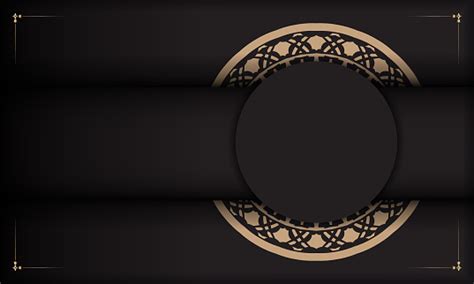 고급스러운 장식과 텍스트와 로고를위한 장소와 검은 색 배너 그리스 패턴의 엽서 디자인 0명에 대한 스톡 벡터 아트 및 기타