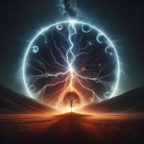 Illustration Of A Tree Being Struck By Lightning Stock Illustration Illustration Of Text