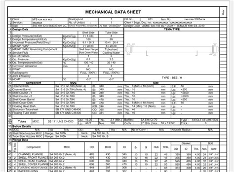 Mechanical Datasheet Preparation Static Equipment Factreehub
