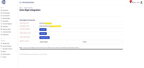 CRM Messaging For Zoho Bigin User Documentation CRM Messaging