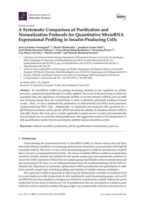 Pdf A Systematic Comparison Of Purification And Normalization Protocols For Quantitative