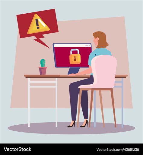 Desktop With Woman Royalty Free Vector Image VectorStock