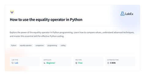 How To Use The Equality Operator In Python Labex