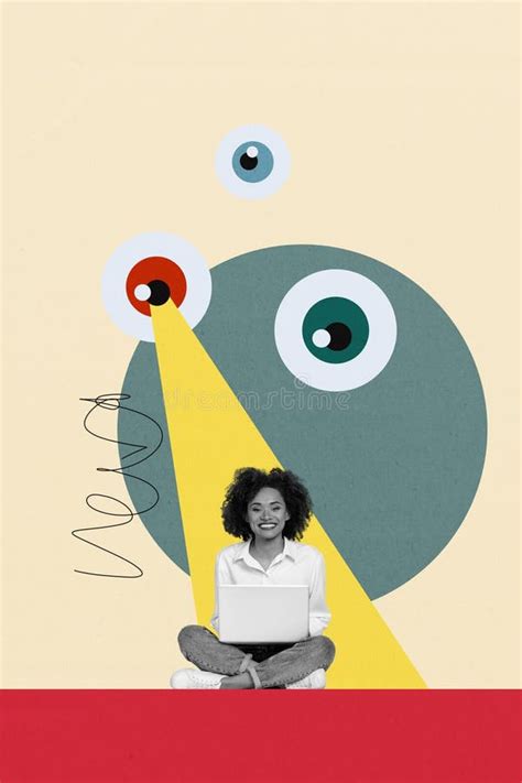 Trend Artwork Banner Photo Collage Of Server Remote Safety Young Lady Sit Hold Laptop Hacker