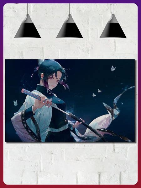 Картина интерьерная на дереве аниме Demon Slayer клинок рассекающий демонов демон слеер