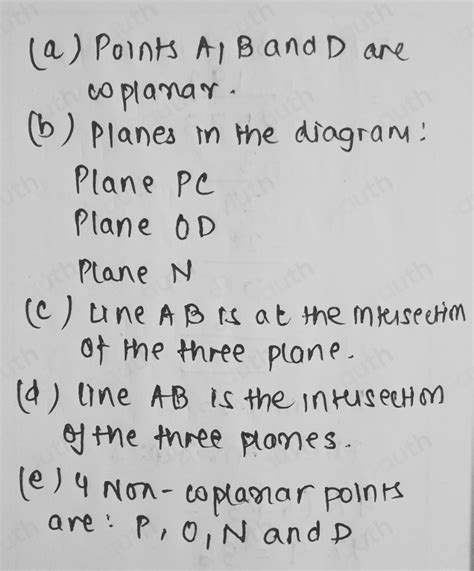 Solved D A Are Points A B And D Coplanar B Name All Of The Planes In The Diagram C What