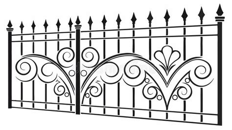 Ornate Wrought Iron Fence Section Illustration Vector Design Generative Ai Stock Vector