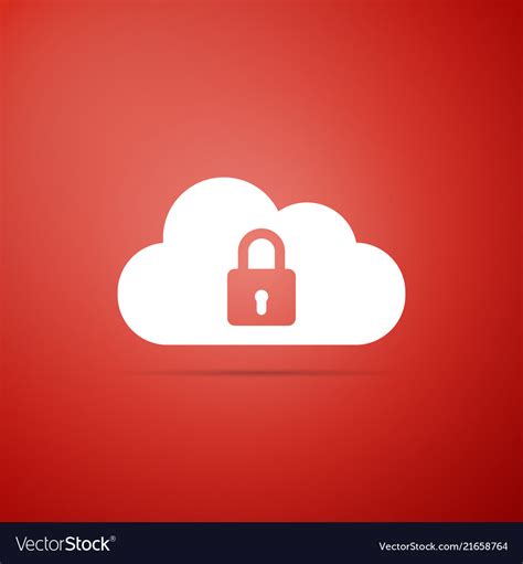 Cloud Computing Lock Icon On Red Background Vector Image