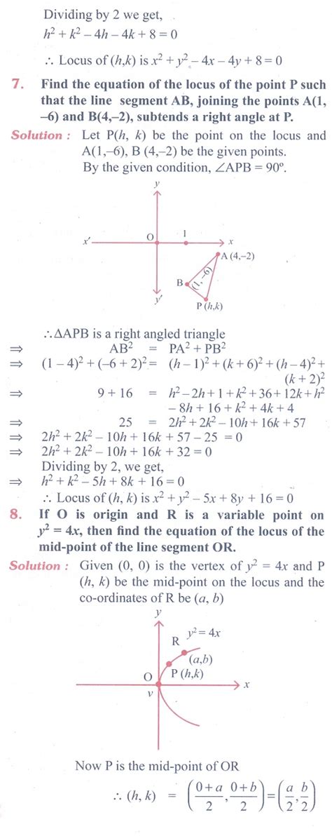 Exercise Locus Of A Point Problem Questions With Answer Solution Mathematics