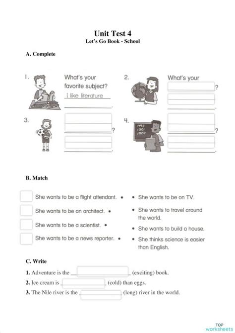 Lets Go 4 Unit Test 4 Interactive Worksheet Topworksheets
