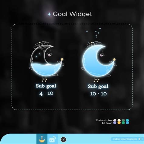 Celestial Cute Moon Liquid Filling Goal Widget Is Fully Customisable For Twitch Streamlabs