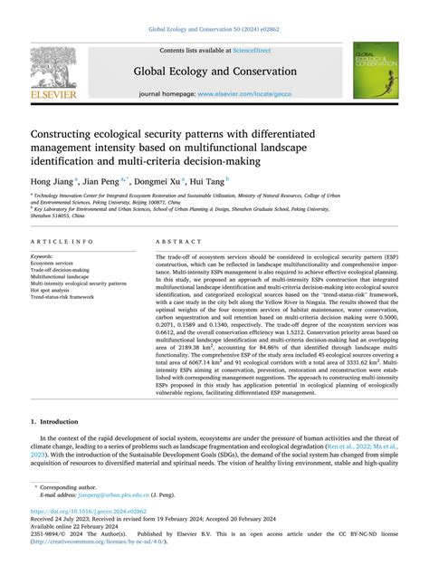 Pdf Constructing Ecological Security Patterns With Differentiated Management Intensity Based