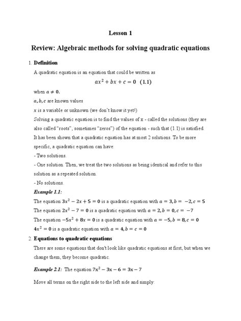 Lesson 1 For Gcse Maths Grade 10 Pdf Equations Factorization