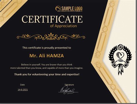 Certificate Of Appreciation Wording Volunteer