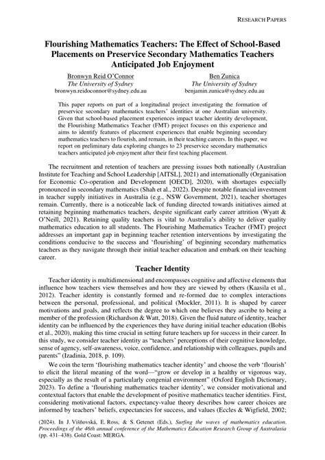 Pdf Flourishing Mathematics Teachers The Effect Of School Based