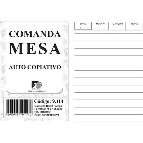 Comanda De Mesa 2 Vias Auto Copiativo R9114 Vpa Atacadista