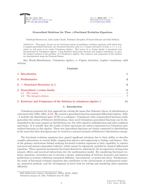 Pdf Generalized Solutions For Time ψ Fractional Evolution Equations