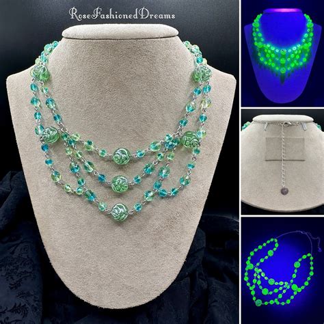 Ornate Uranium Waterfall Necklace Rosefashioneddreams