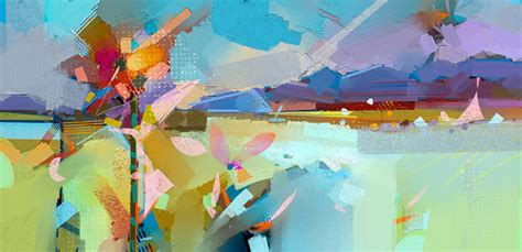 캔버스에 추상적인 다채로운 유화와 그런지 질감 자연의 반 추상적 인 이미지 풍경화 배경 현대 추상 미술 유화 벽지 배경에 대한 현대 미술 추상적인에 대한 스톡 사진 및 기타