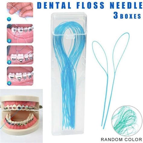 105 Pcs Dental Floss Threaders Simple Loop Case For Braces Bridges Implants