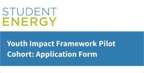 Partially Funded Apply For Student Energy Youth Impact Framework