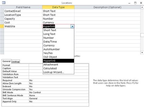 how to add a hyperlink field in access 2016 dummies