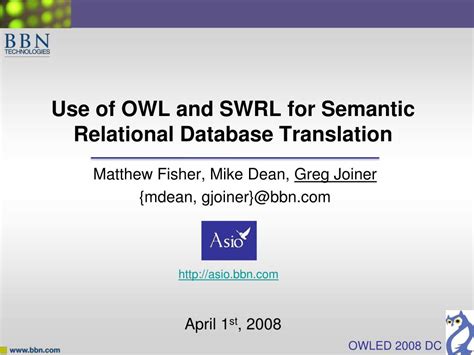 Ppt Use Of Owl And Swrl For Semantic Relational Database Translation