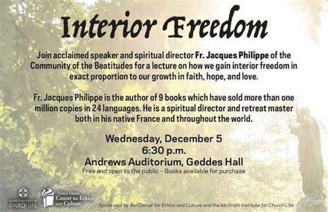 Interior Freedom With Fr Jacques Philippe Events De Nicola Center For Ethics And Culture