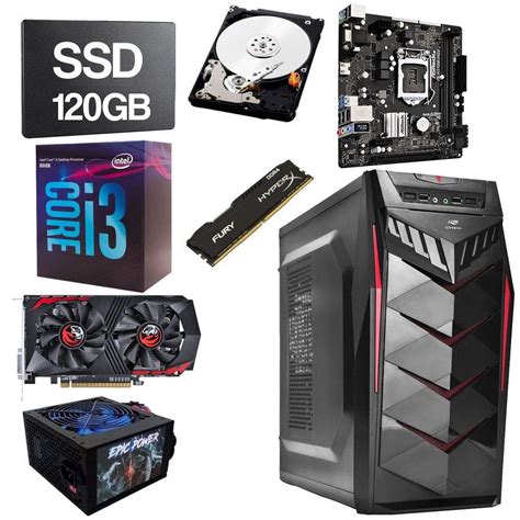 Computador Gamer Cpu Intel Core I3 8100 3 6ghz 8gb Ddr4 Ssd 120gb Hd 1tb Gtx1050ti 4gb