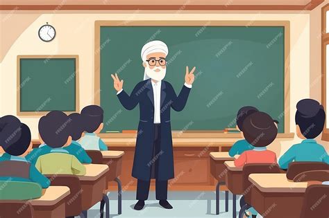 Premium Photo Islamic Teacher Teaching In Class Room Illustration Background Eps