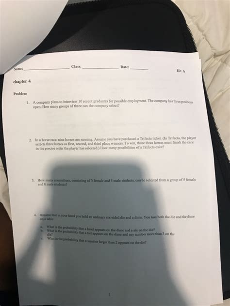 Solved Class Date Ame Id A Chapter 4 Problem 1 A Company