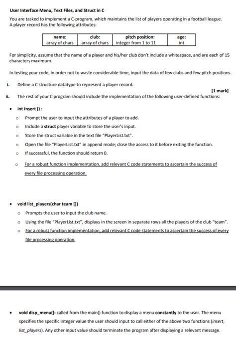 Solved User Interface Menu Text Files And Struct In C You Chegg Com