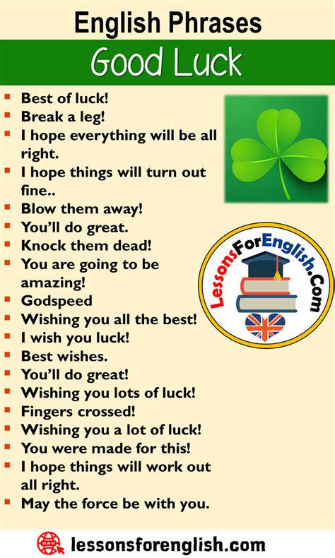 English Phrases Good Luck Lessons For English