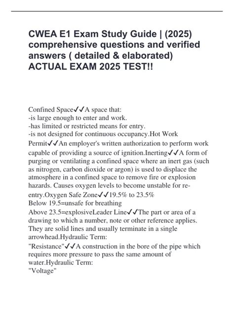 CWEA E1 Exam Study Guide 2025 Comprehensive Questions And Verified Answers Detailed