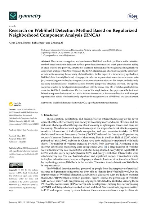 PDF Research On WebShell Detection Method Based On Regularized Neighborhood Component Analysis