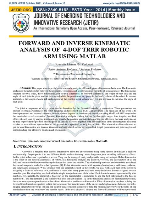 Forwardandinversekinematicanalysiso Pdf Kinematics Matlab