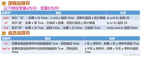 Python中的逻辑运算符、成员运算符、身份运算符python得到逻辑值 Csdn博客