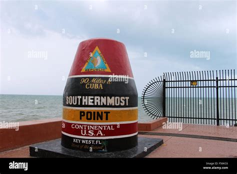 Southernmost Point Monument In Key West Florida Keys In A Rainy Day