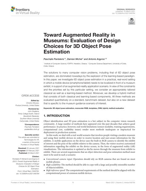Pdf Toward Augmented Reality In Museums Evaluation Of Design Choices