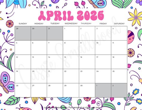 April Free Printable Calendar 2026 Free Printable Templates