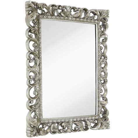 Hamilton Hills Antique Silver Ornate Baroque Frame Mirror Antique