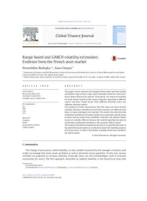 Pdf Range Based And Garch Volatility Estimation Evidence From The French Asset Market