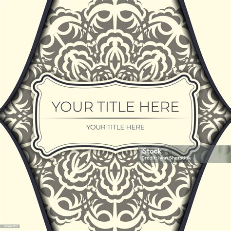 추상적 패턴의 밝은 크림 색상의 빈티지 준비 엽서 만달라 장식이있는 인쇄 디자인 초대 장부 카드를위한 템플릿 광고에 대한 스톡 벡터 아트 및 기타 이미지 Istock