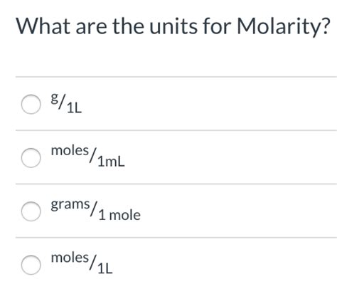 Solved What Are The Units For Molarity 8 14 Moles 1mL Chegg Com